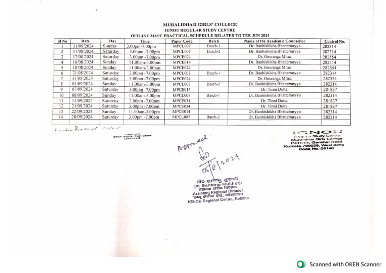 Offline Mapc Practical Class Schedule Related To Tee June 2024 | PDF