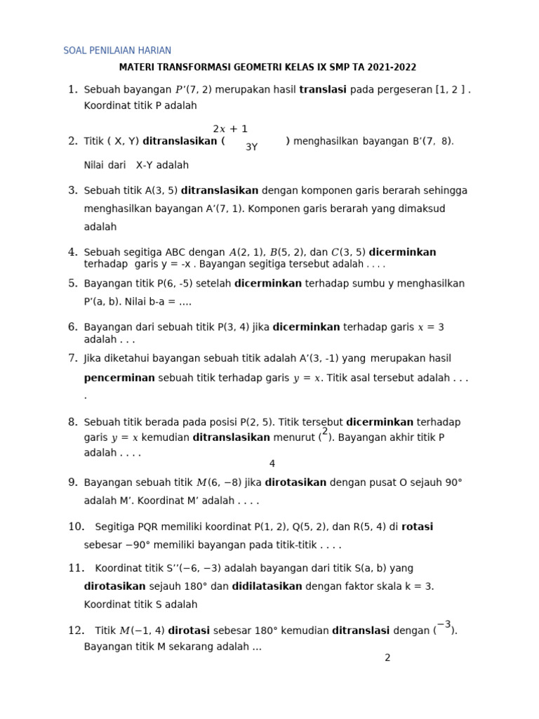 Soal Transformasi | PDF