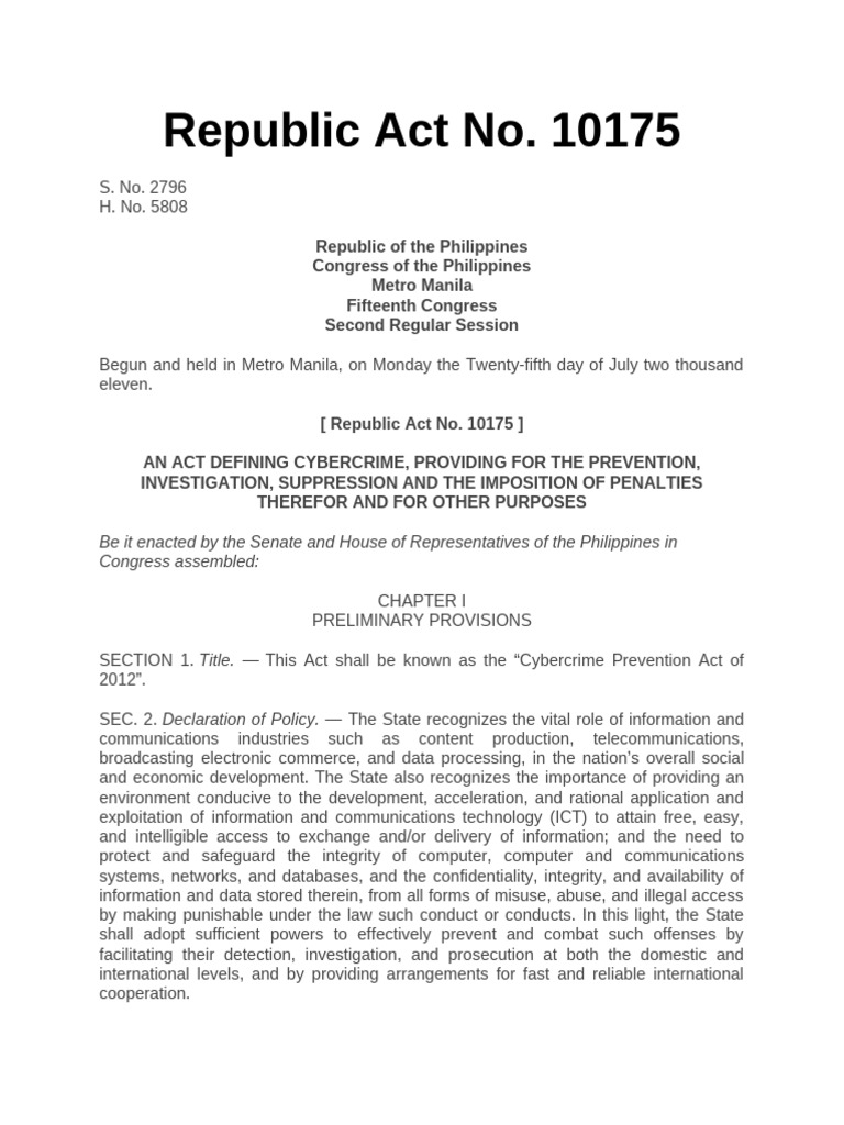RA 10175 Cybercrime | PDF | Public Law | Justice