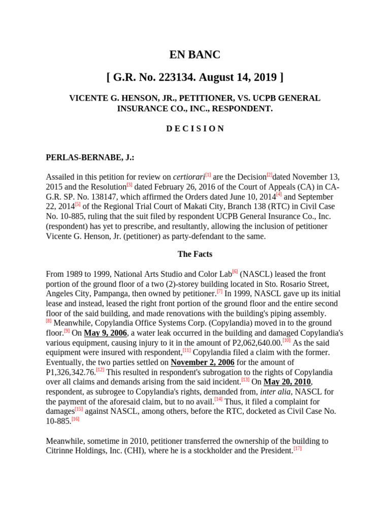 Henson v. UCPB | PDF | Subrogation | Assignment (Law)