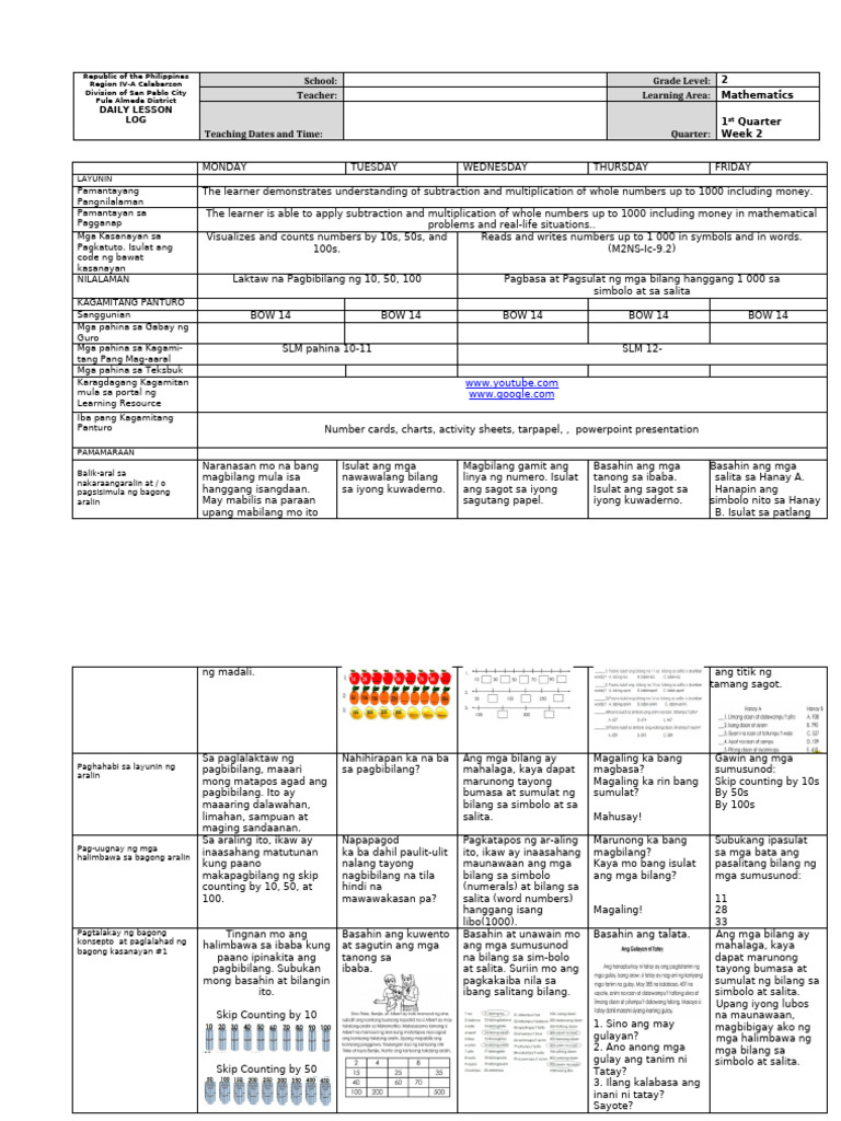 1st QUarter - MATH - Week 2 | PDF
