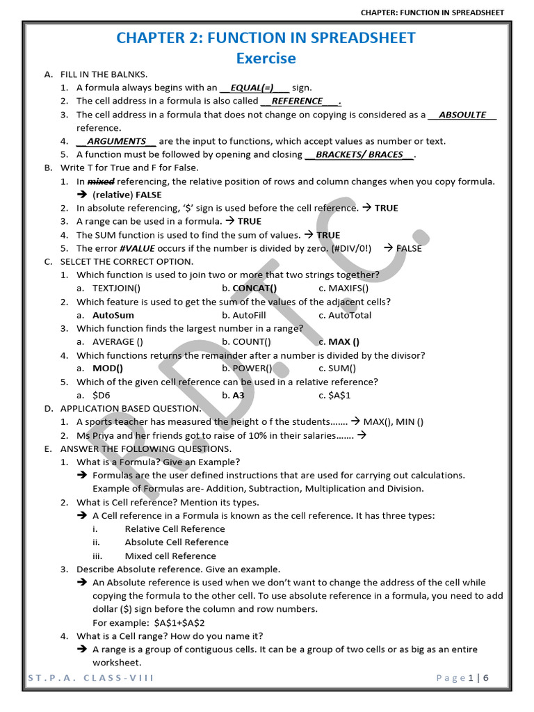 Spreadsheet Functions Guide | PDF | Microsoft Excel | Spreadsheet