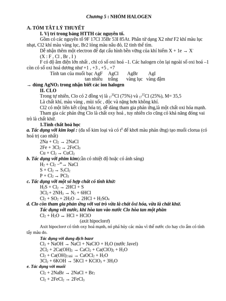 Tom tat ly thuyet chuong halogen | PDF