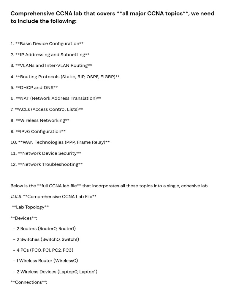Complete CCNA Lab Guide and Tasks | PDF | Ip Address | Cisco Certifications