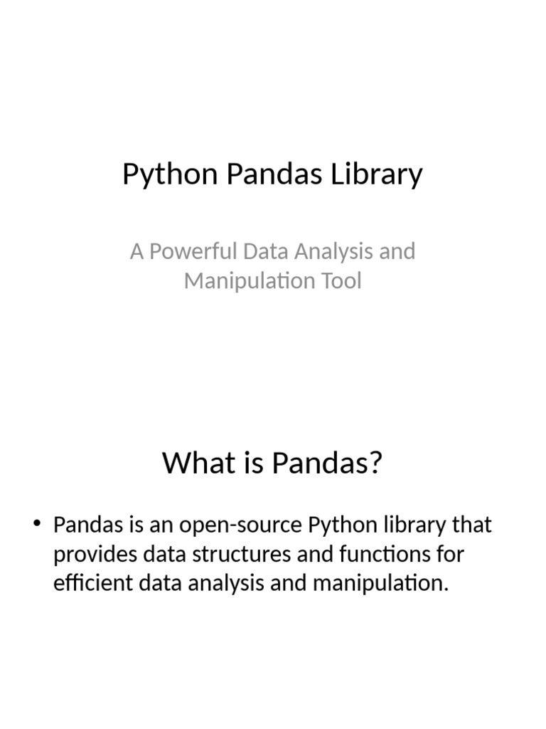 Pandas Presentation | PDF