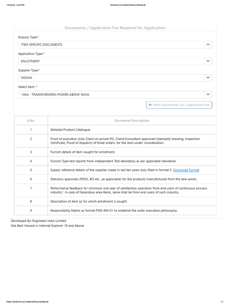 Application Requirements for Transformer Enlistment | PDF