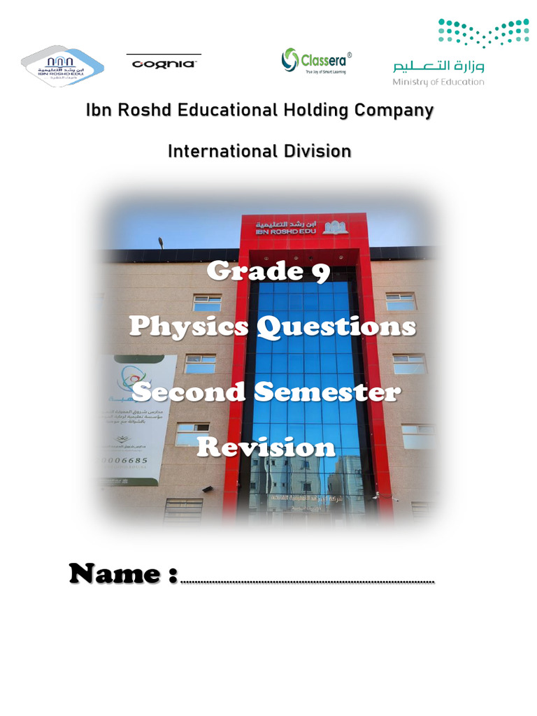G 9 Physics - Questions - Semester 2 Revision - Final Exam (Answered ...
