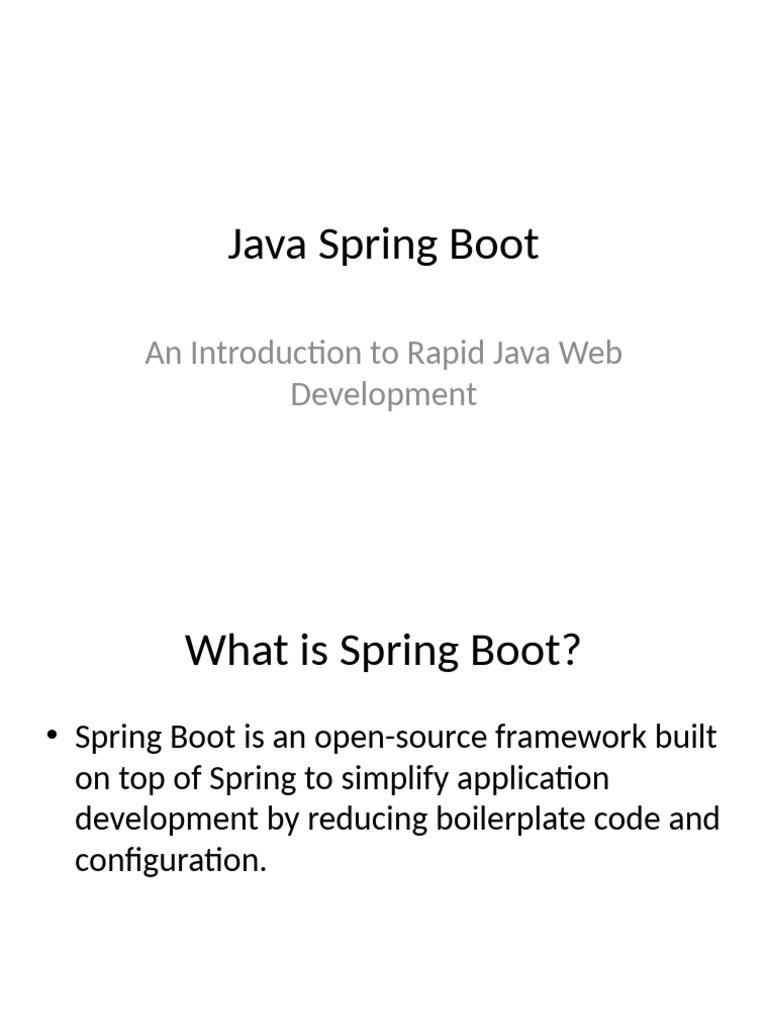 Spring Boot: Simplifying Java Web Development | PDF