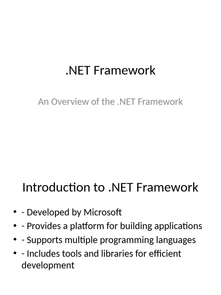 DotNet Framework Presentation | PDF
