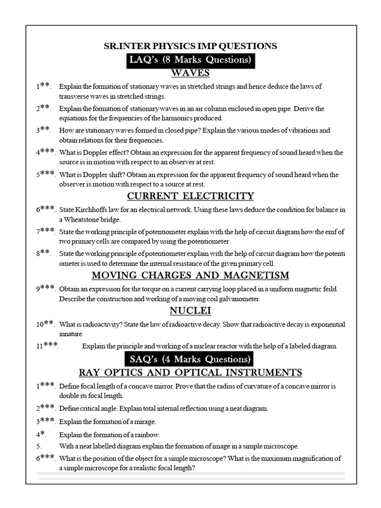 Sr.Inter Physics Imp Questions | PDF | Capacitance | Rectifier