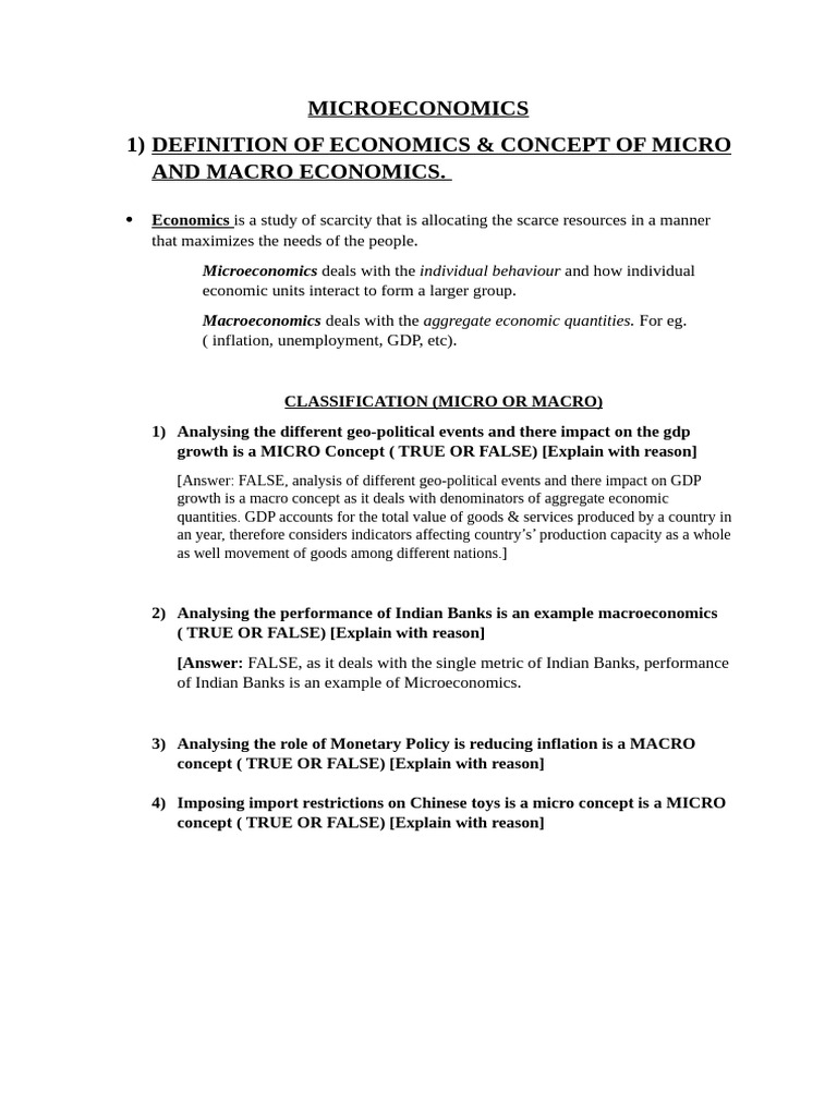 Microeconomics Notes | PDF