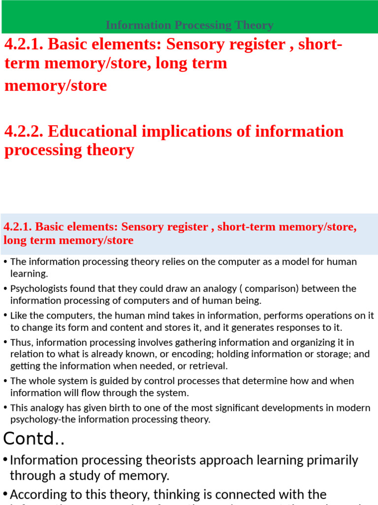 Information Processing Theory of Learning | PDF | Memory | Perception