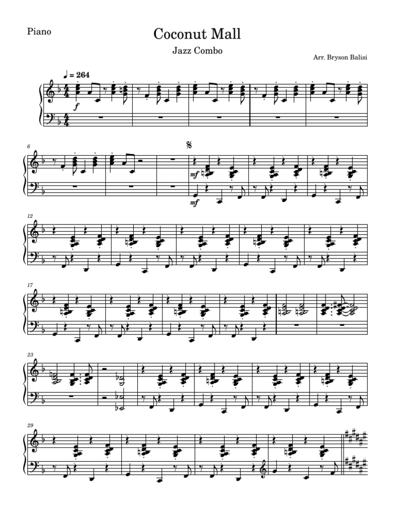 Jazz Combo Arrangement: Coconut Mall | PDF