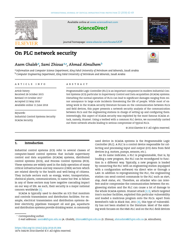 On PLC Network Security | PDF | Programmable Logic Controller ...