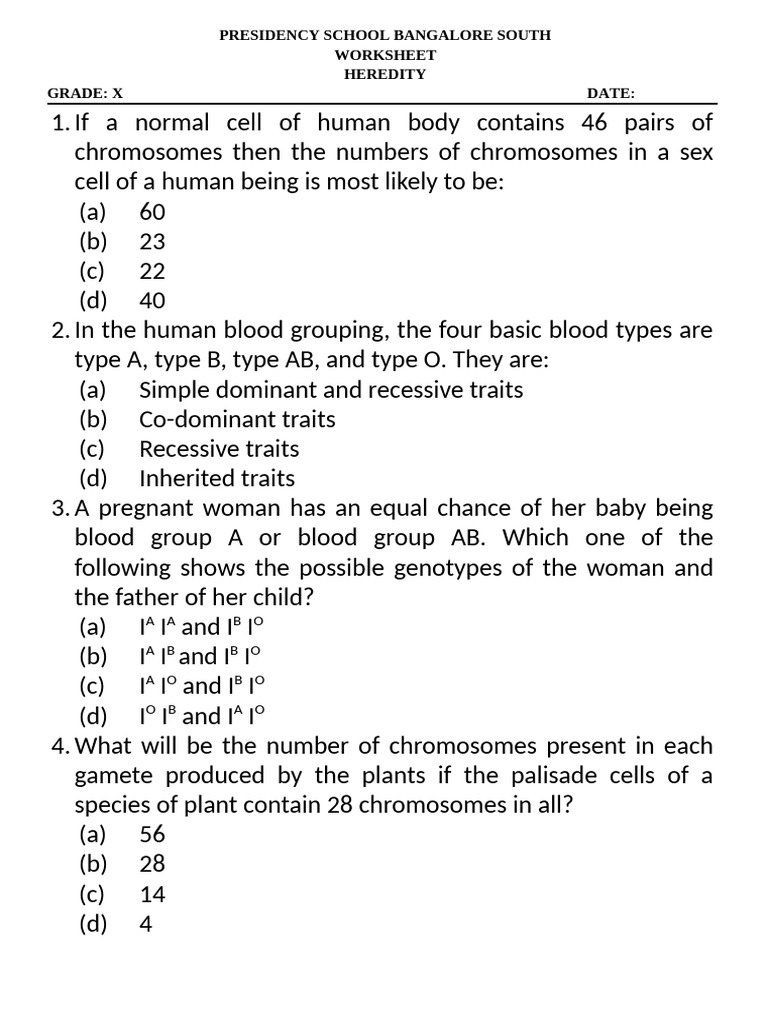 Heredity MCQ | PDF | Dominance (Genetics) | Natural Selection