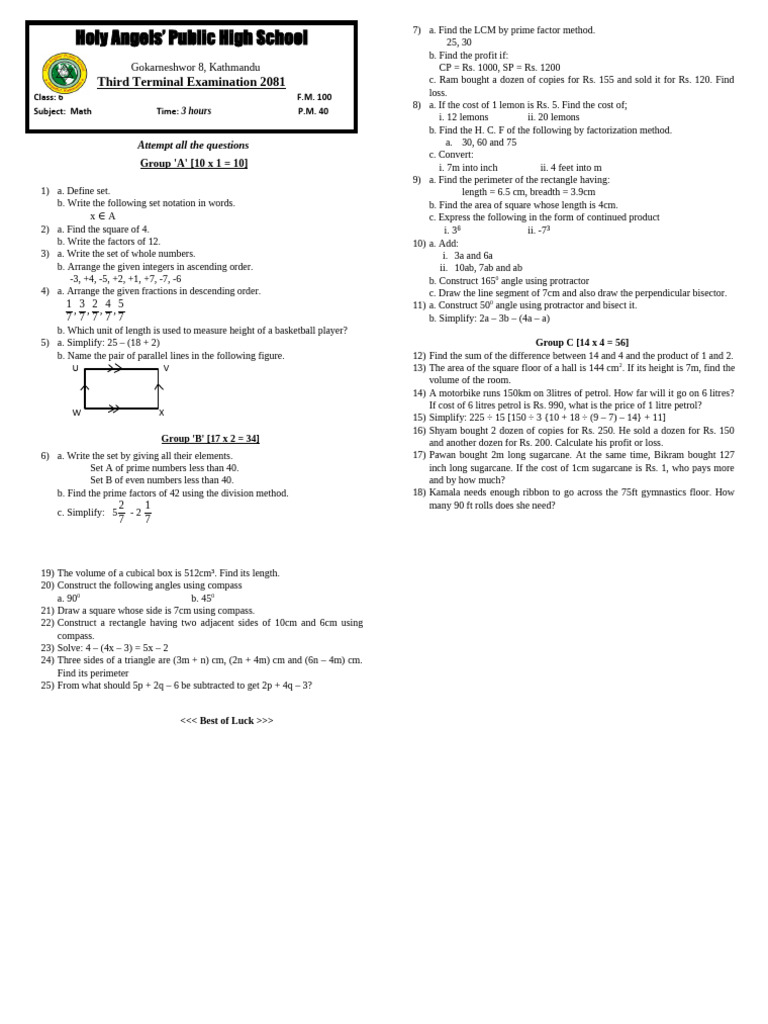 Math 6 | PDF | Elementary Geometry | Euclidean Geometry