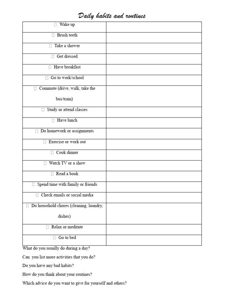 Daily Routines and Habits Guide | PDF