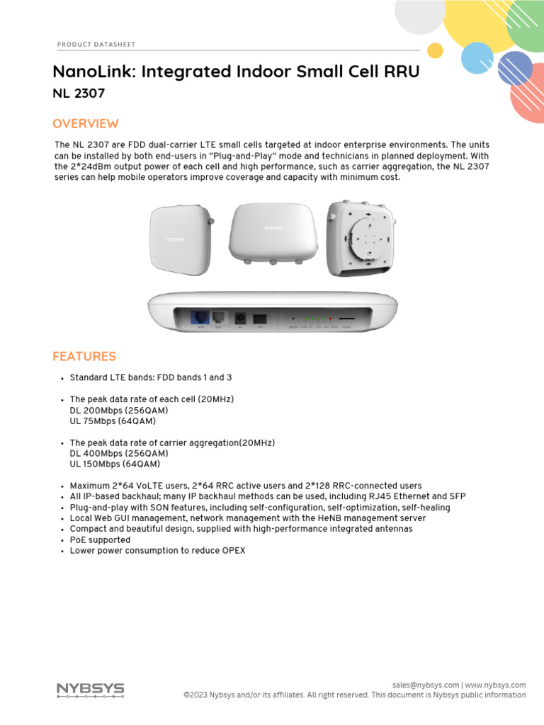2307 - FDD - Dual Band - INDOOR SMALL CELL | PDF | Lte ...