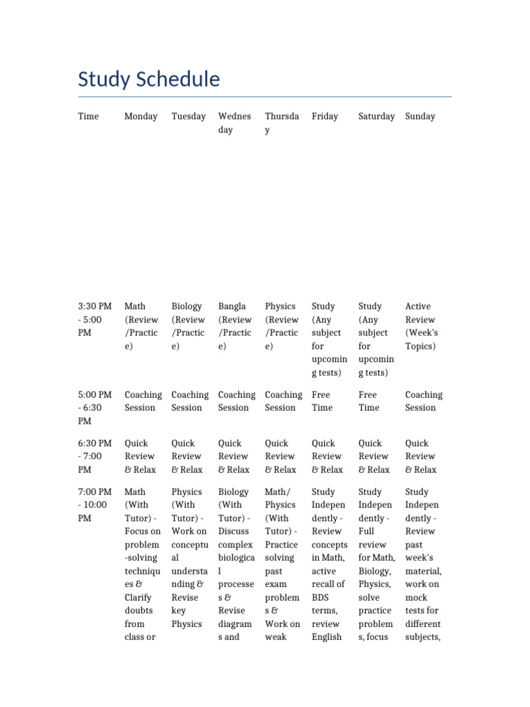 Study_Schedule | PDF