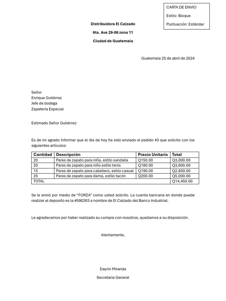 Carta de Envio | PDF