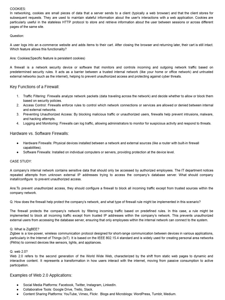 Cookies firewallCASE STUDY | PDF | Firewall (Computing) | Computer Network