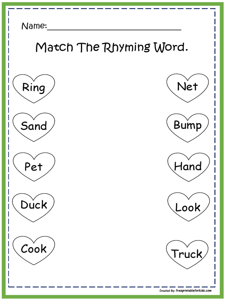 Rhyming Words Matching Worksheet | PDF