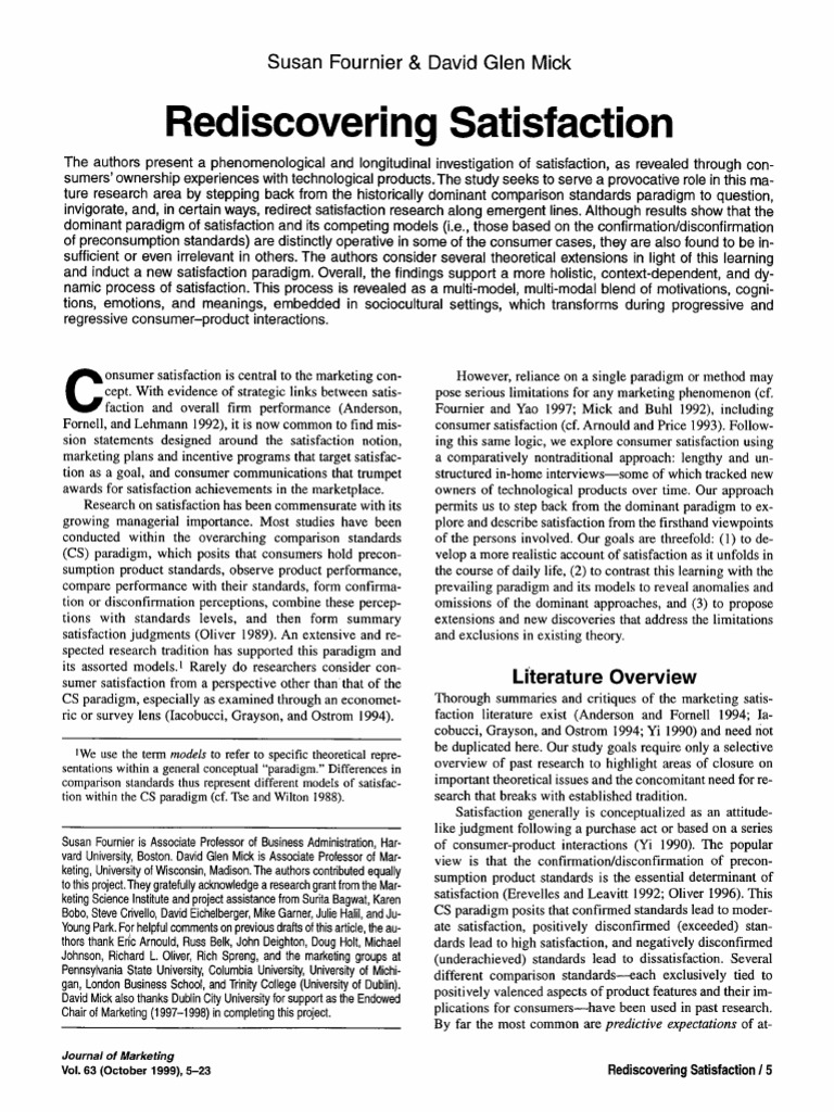 Fournier Mick 1999 Rediscovering Satisfaction | PDF