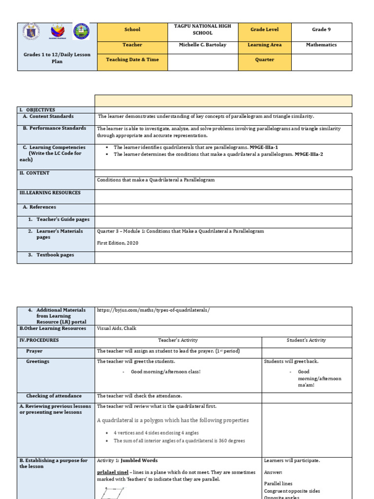 MATH9 Q3 W1 | PDF | Geometry | Classical Geometry