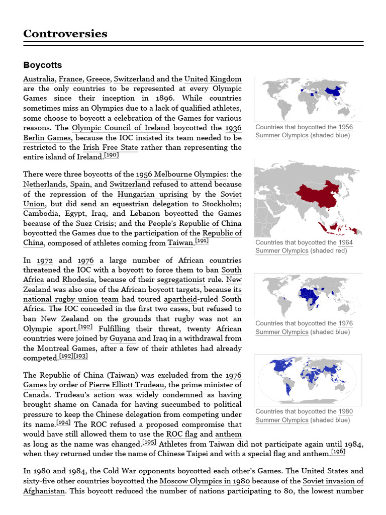 Olympic Games - Information-18 | PDF | Olympic Games | Boycott