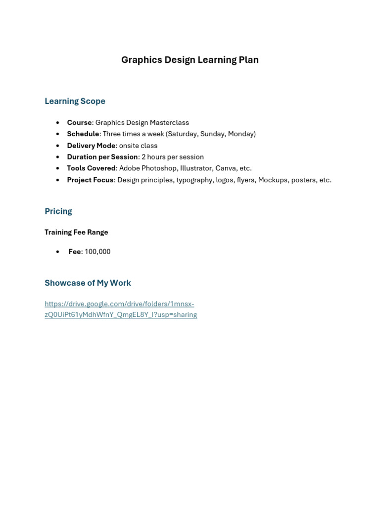 Graphics Design Learning Plan | PDF
