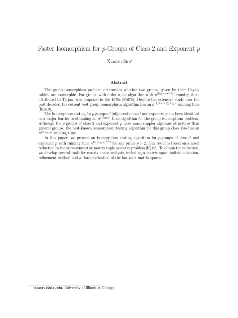 230624-Paper-Xiaorui Sun-Faster Isomorphism For P-Groups of Class 2 and ...