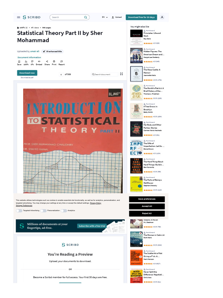 WWW Scribd Com Document 612583402 Statistical Theory Part II by Sher ...