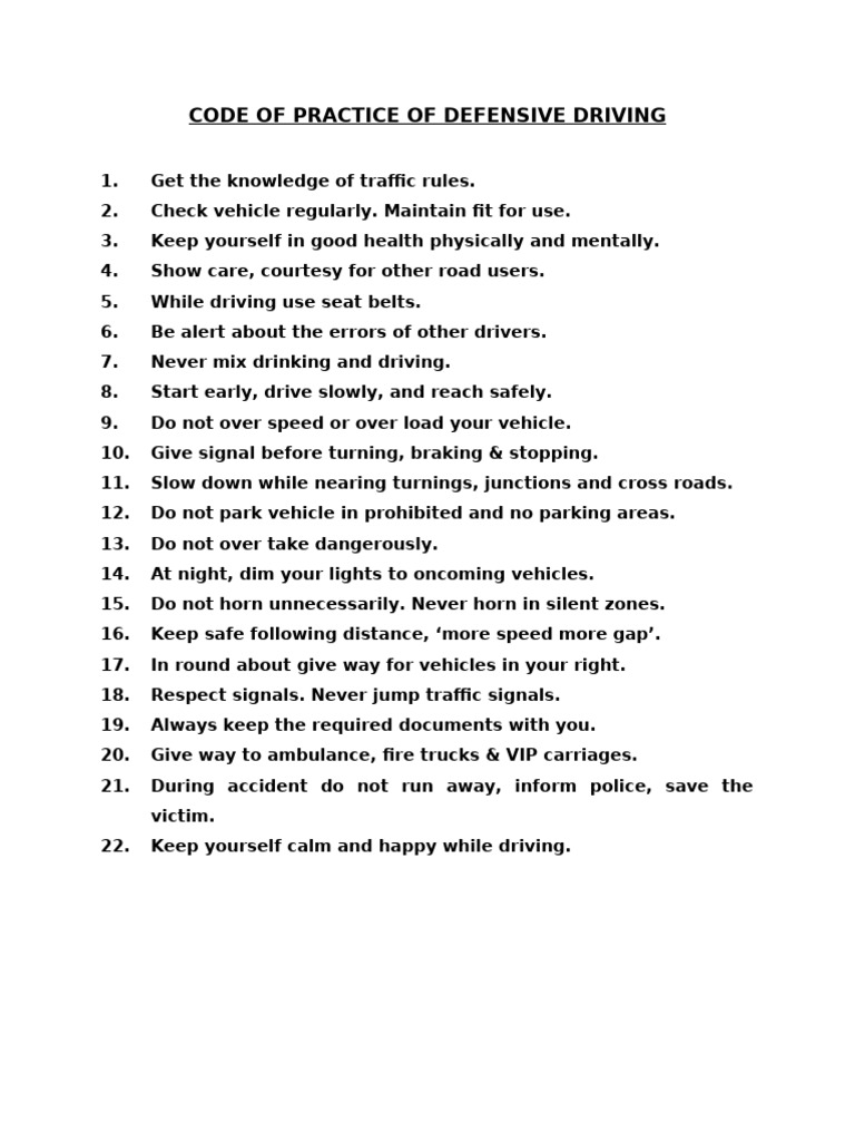 Code of Ethics For Drivers | PDF