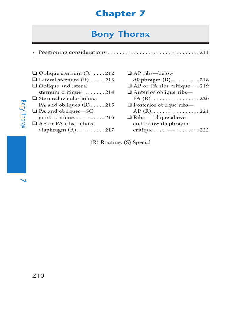 Bontrager's Handbook of Radiographic Positioning A... - (Chapter 7 Bony Thorax) | PDF | Thorax ...