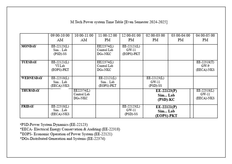 TIME TABLE SEC-2_081217 | PDF