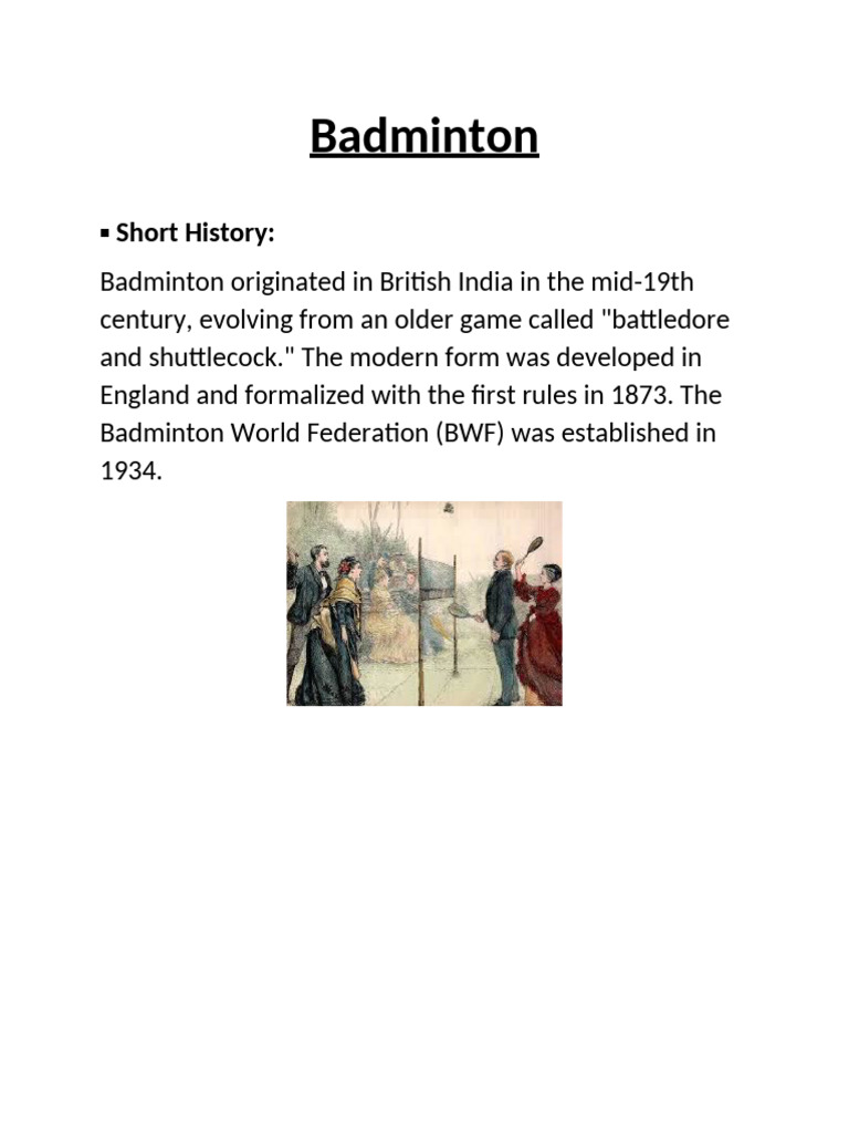 Overview of Badminton History and Rules | PDF