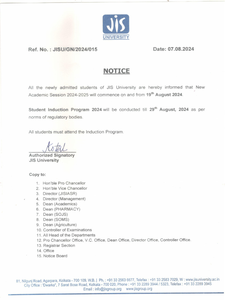 NOTICE Induction | PDF