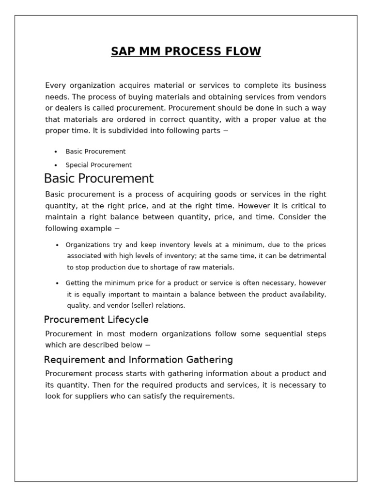 Sap Mm Process Flow Pdf Goods Procurement