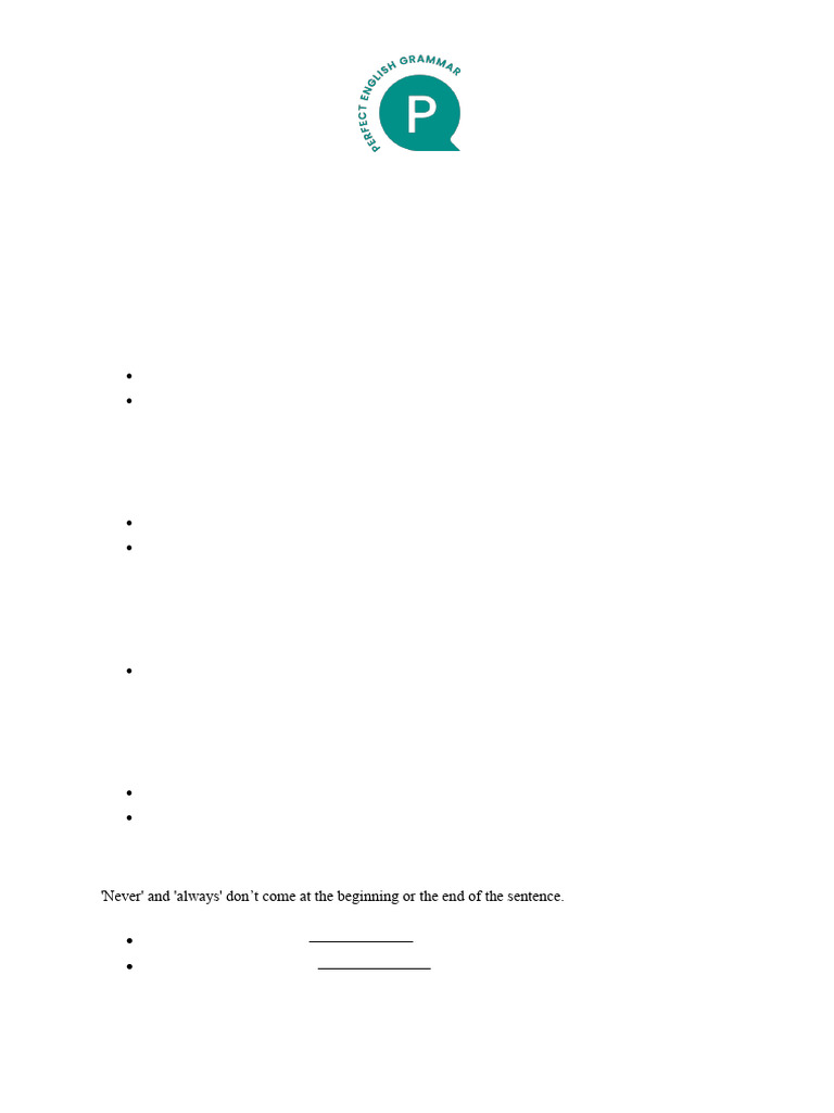 PEG - Adverbs of Frequency | PDF | Verb | Semantic Units