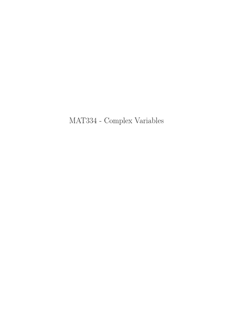 MAT334 - Complex Variables | PDF | Mathematical Concepts | Mathematical Relations
