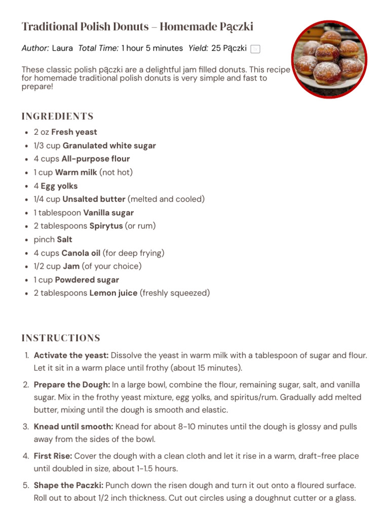 Homemade Traditional Polish Pączki Recipe | PDF | Doughnut | Foods