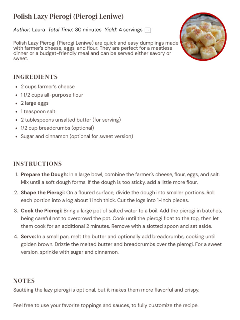Easy Polish Lazy Pierogi Recipe | PDF