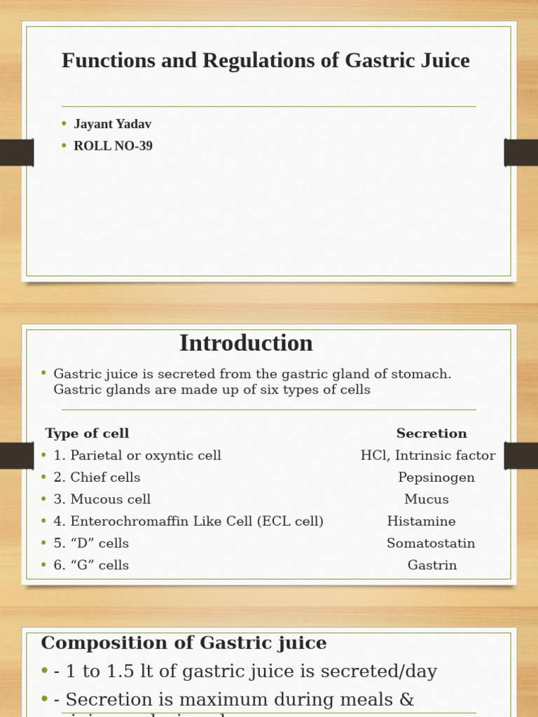 Functions and Regulations of Gastric Juice | PDF | Stomach | Digestion