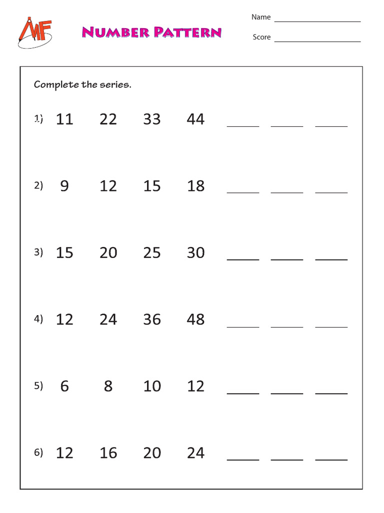 In 2 Number Pattern Ws5 | PDF