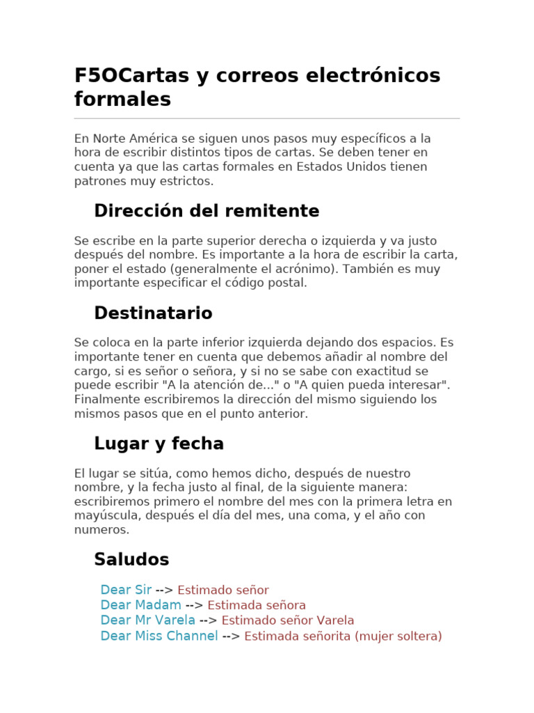 Cartas y correos electrónicos formales | PDF | Comunicación escrita