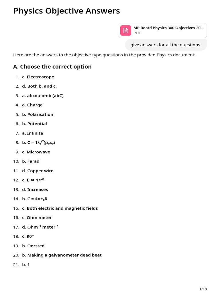 Physics Objective Answers | PDF | Electron | Electromagnetic Radiation