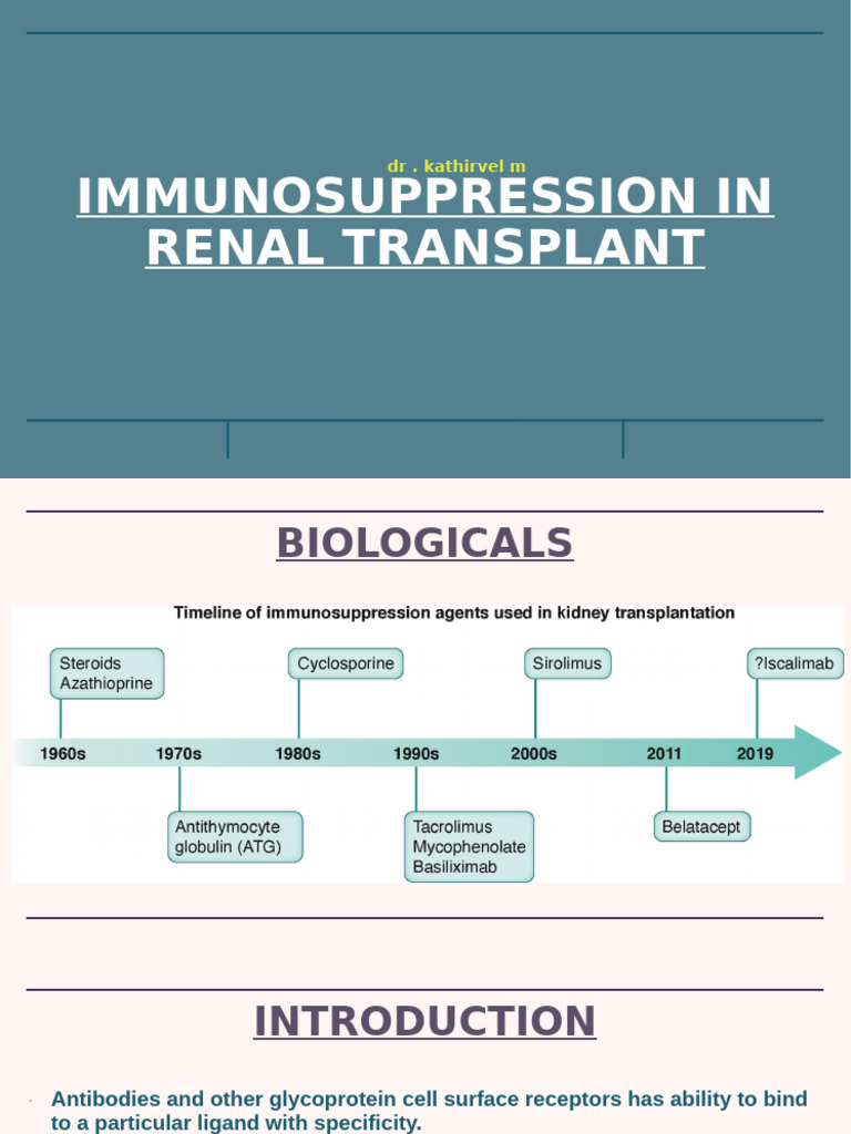 Immunosuppression in Renal Transplant | PDF | Transplant Rejection ...