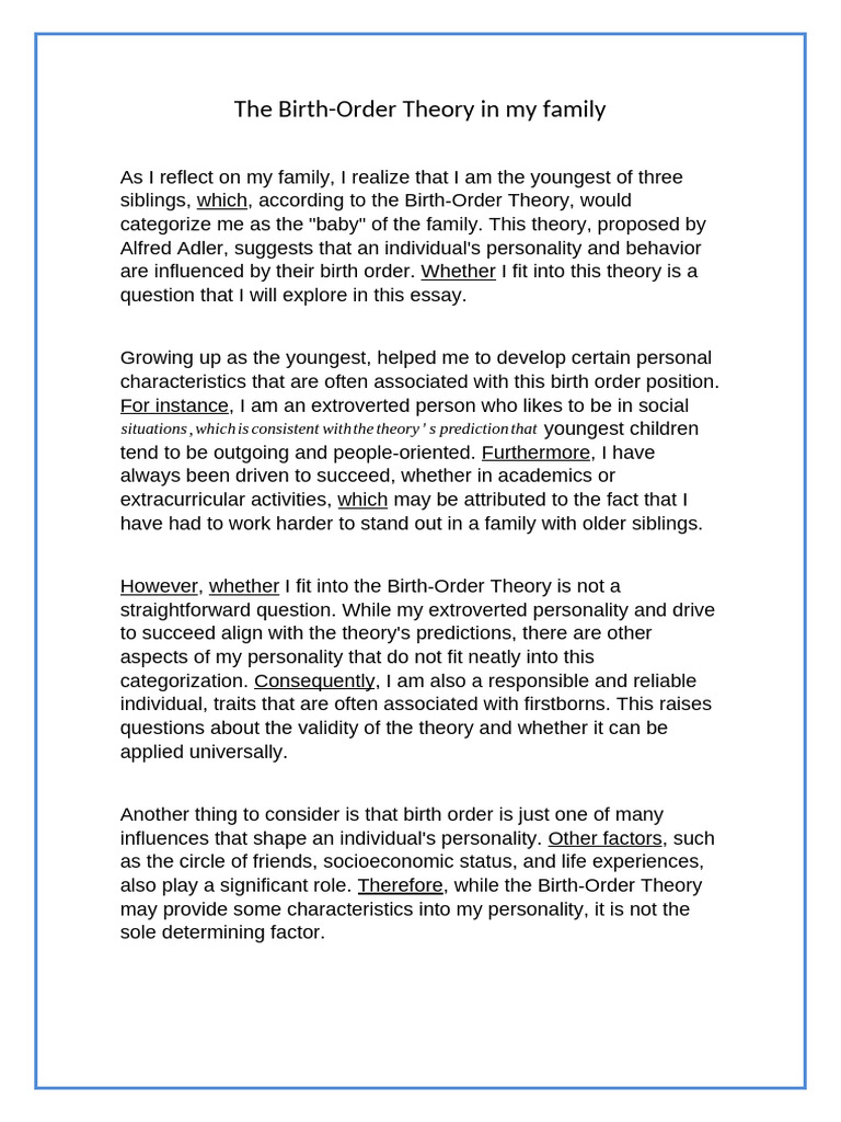 The Birth Order Theory | PDF