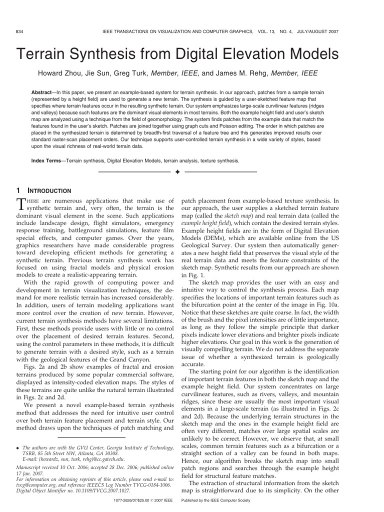 Terrain Synthesis From Digital Elevation Models | PDF | Texture Mapping ...
