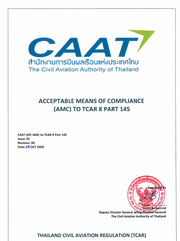 Compliance Guidelines for TCAR 8 Part 145 | PDF | Safety | Risk